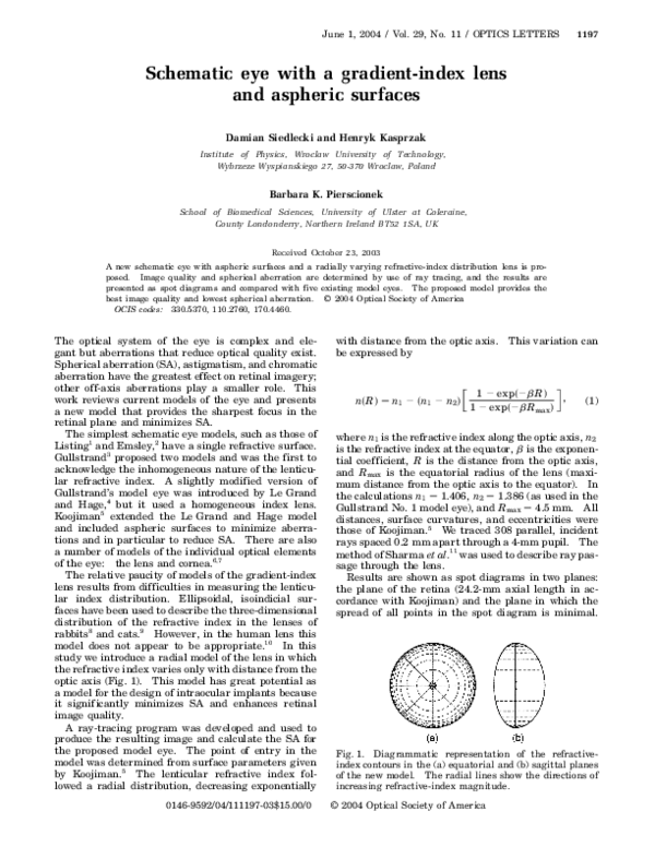 (PDF) Schematic eye with a gradient-index lens and aspheric surfaces