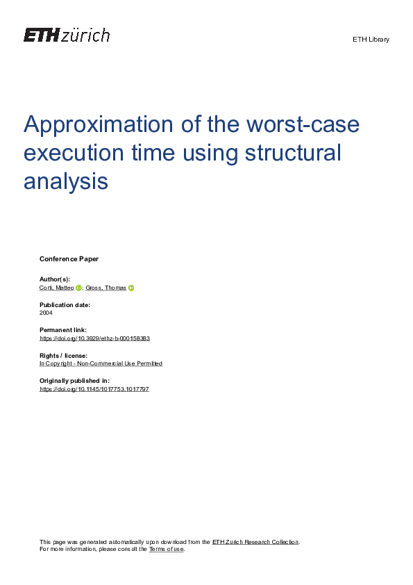 Pdf Approximation Of The Worst Case Execution Time Using Structural Analysis