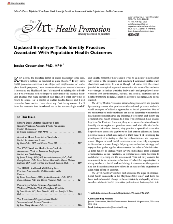 (PDF) The Art of Health Promotion: linking research to practice | Enid ...