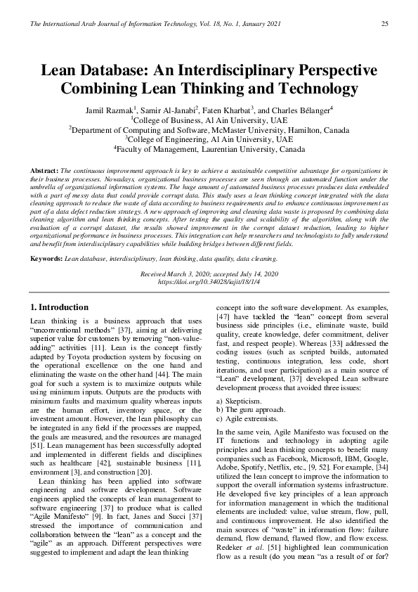 (PDF) Lean Database: An Interdisciplinary Perspective Combining Lean ...