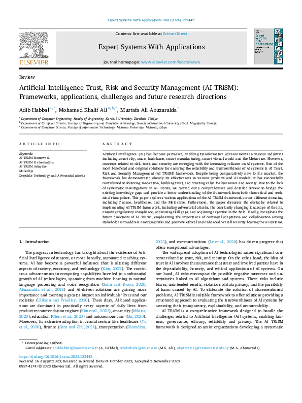 (PDF) Artificial Intelligence Trust, Risk and Security Management (AI ...