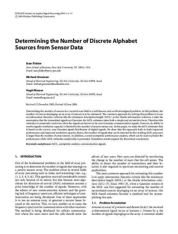 (PDF) Determining the Number of Discrete Alphabet Sources from Sensor ...