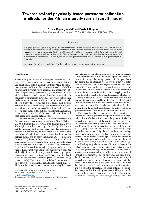 (PDF) Towards revised physically based parameter estimation methods for ...