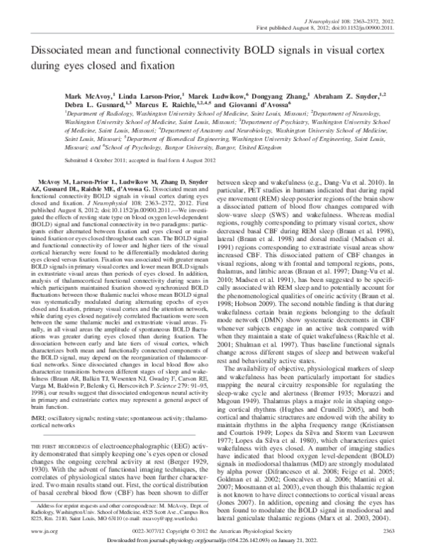 (PDF) Dissociated mean and functional connectivity BOLD signals in ...