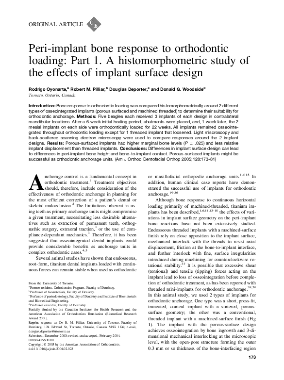 (PDF) Peri-implant bone response to orthodontic loading: Part 2 ...