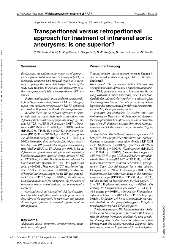 (PDF) Transperitoneal versus retroperitoneal approach for staging ...