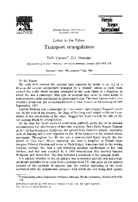 (PDF) Transport strangulation