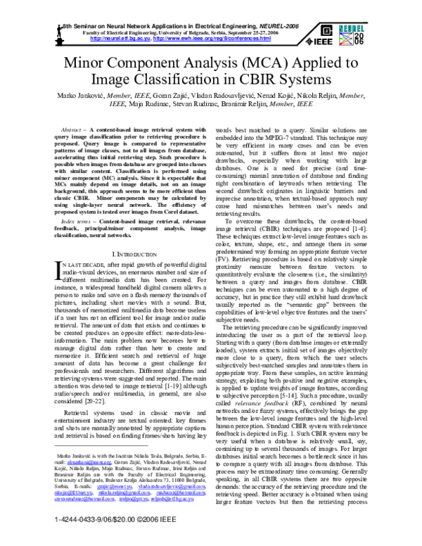 (PDF) Minor Component Analysis (MCA) Applied to Image Classification in ...