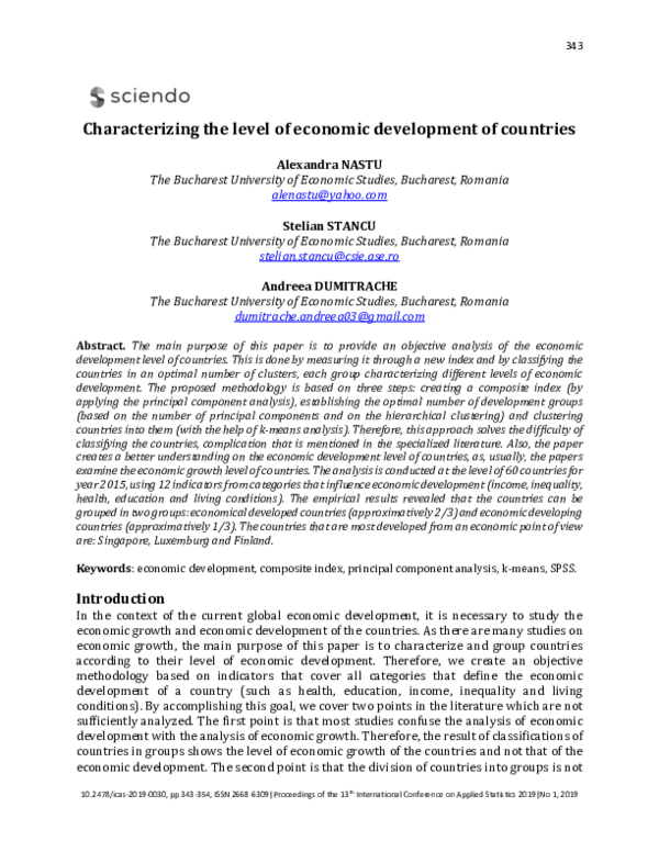 (PDF) Characterizing the level of economic development of countries