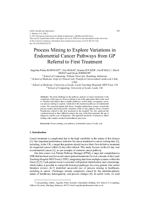 (PDF) Process Mining to Explore Variations in Endometrial Cancer Pathways from GP Referral to ...