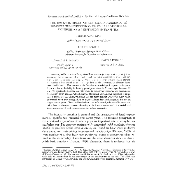 (PDF) The Emotion Recognition Task: A Paradigm to Measure the ...