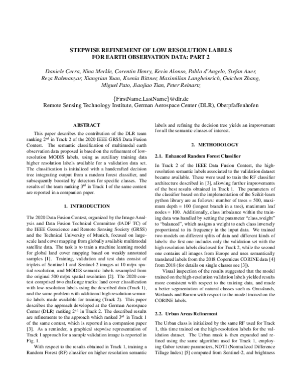 (PDF) Stepwise Refinement Of Low Resolution Labels For Earth Observation Data: Part 2