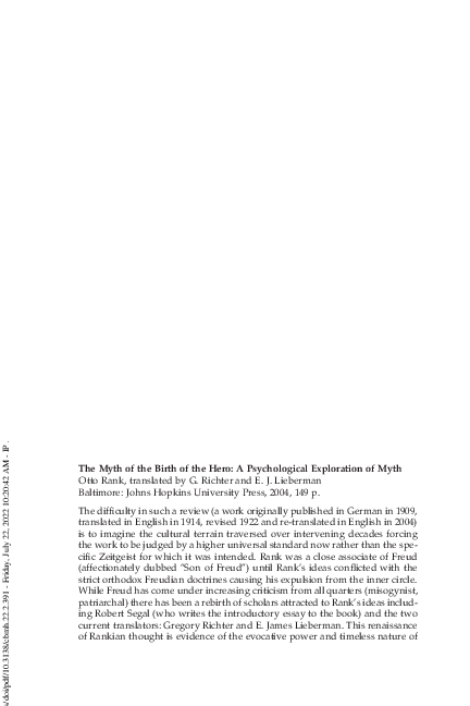 (PDF) The Myth of the Birth of the Hero: A Psychological Exploration of ...