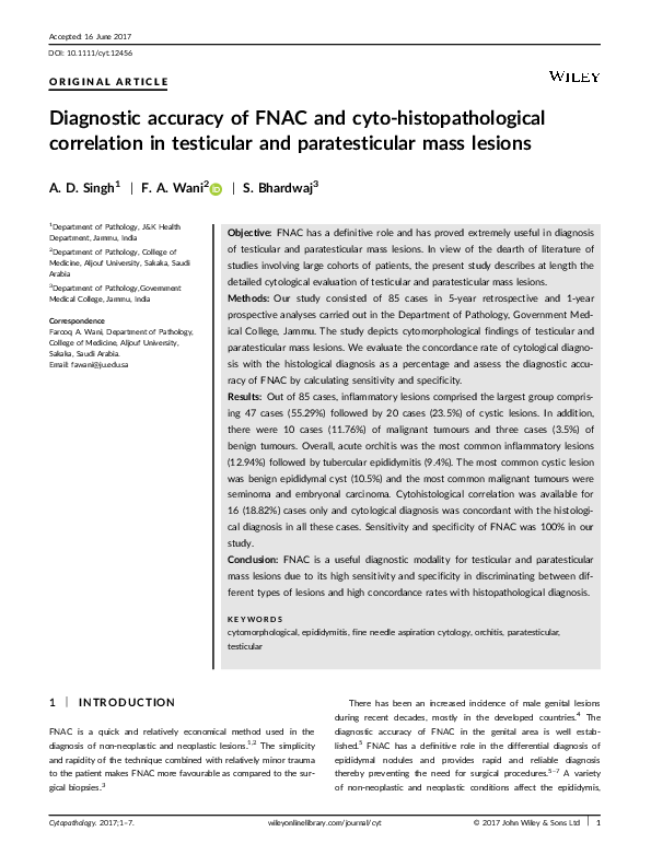 (PDF) Diagnostic accuracy of FNAC and cyto-histopathological ...