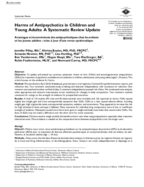 (PDF) Harms of Antipsychotics in Children and Young Adults: A ...