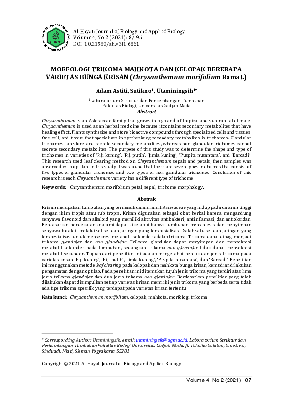 (PDF) Morfologi Trikoma Petal Dan Sepal Bererapa Varietas Bunga Krisan ...