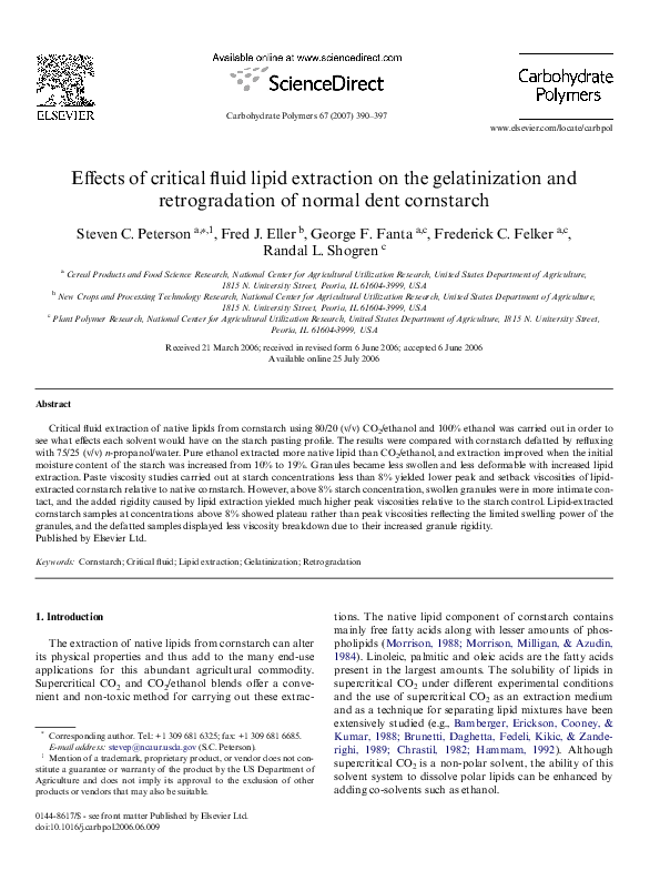 (PDF) Effects of critical fluid lipid extraction on the gelatinization ...