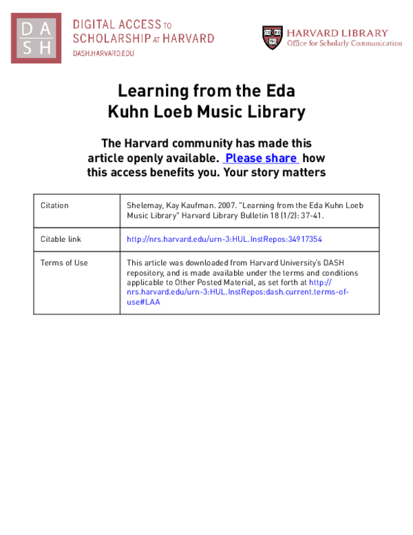 (PDF) Learning from the Eda Kuhn Loeb Music Library