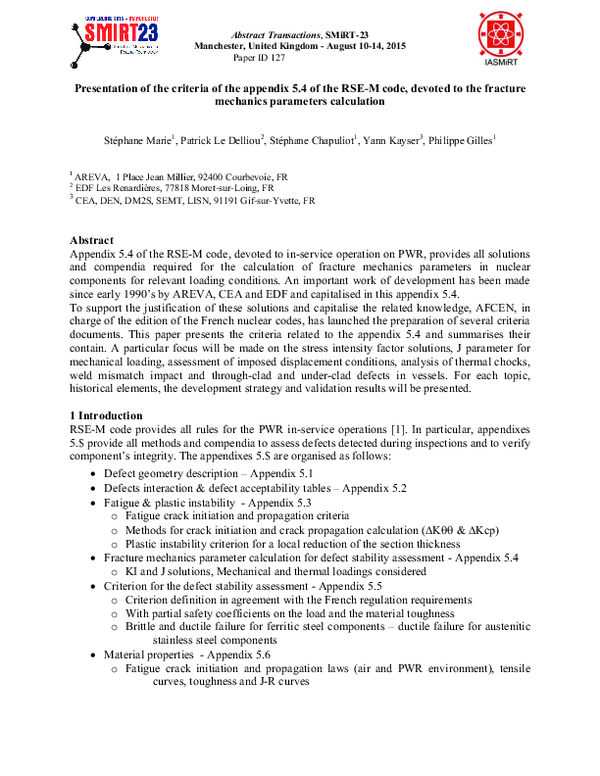 (PDF) Presentation of the criteria of the appendix 5.4 of the RSE-M ...