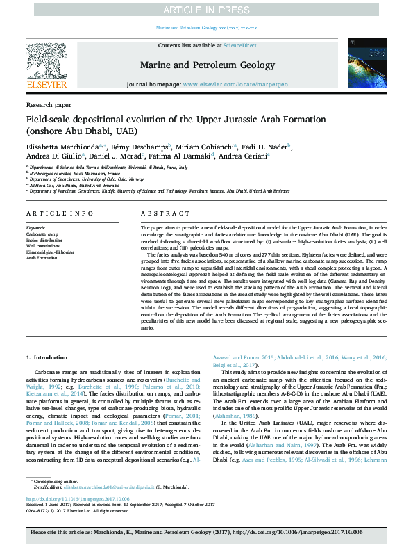 (PDF) Field-scale depositional evolution of the Upper Jurassic Arab ...