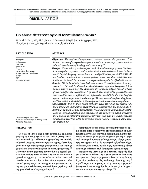 (PDF) Do abuse deterrent opioid formulations work?