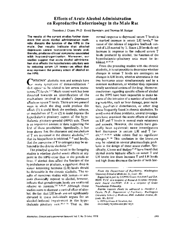 (PDF) Effects of Acute Alcohol Administration on Reproductive ...