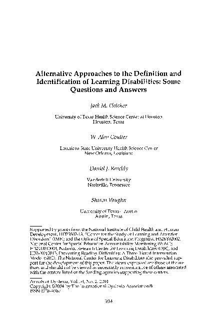 (PDF) Alternative approaches to the definition and identification of ...