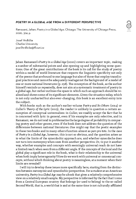 (PDF) POETRY IN A GLOBAL AGE FROM A DIFFERENT PERSPECTIVE