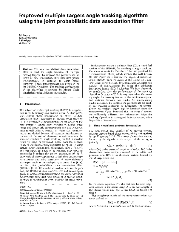 (PDF) Improved multiple targets angle tracking algorithm using the ...