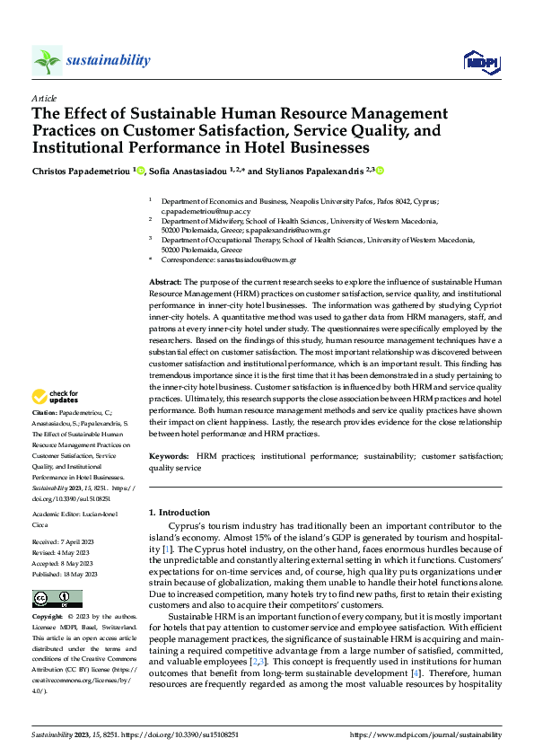 Pdf The Effect Of Sustainable Human Resource Management Practices On Customer Satisfaction