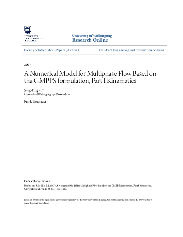 Pdf A Numerical Model For Multiphase Flow Based On The Gmpps Formulation Part I Kinematics