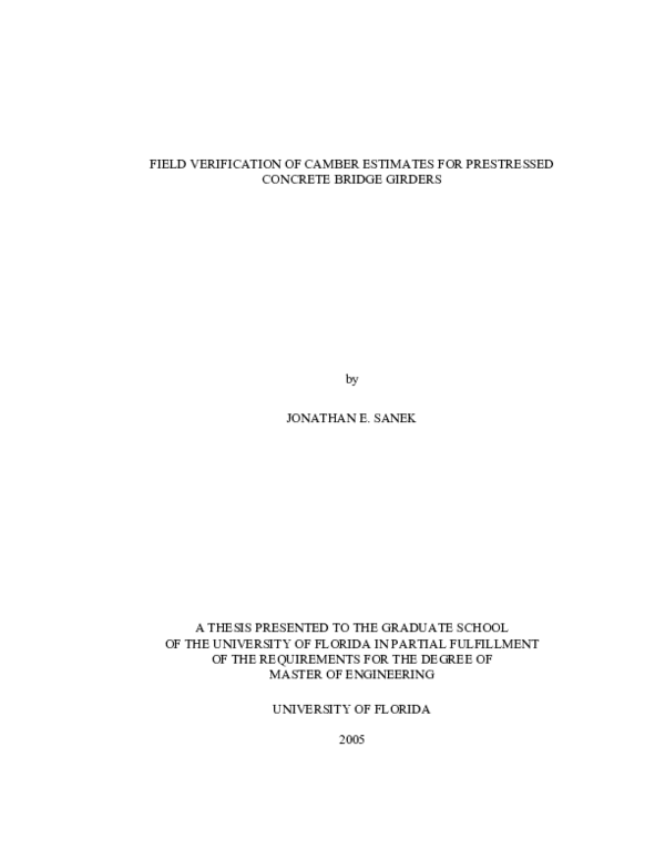 (PDF) Field Verification of Camber Estimates for Prestressed Concrete ...