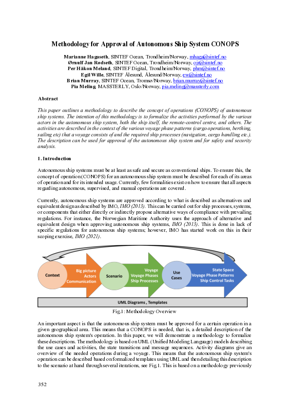 Pdf Methodology For Approval Of Autonomous Ship Systems Conops
