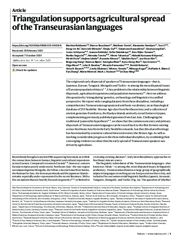 (PDF) Triangulation supports agricultural spread of the Transeurasian ...