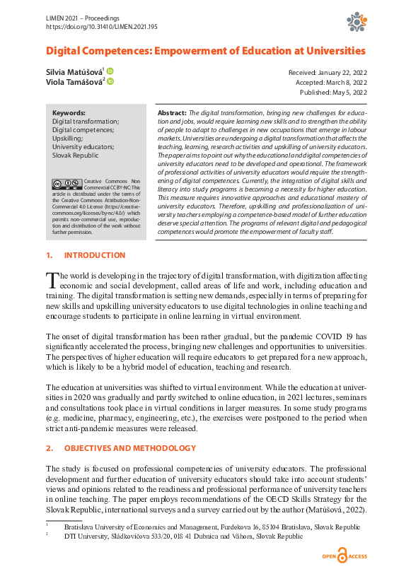 (PDF) Digital Competences: Empowerment of Education at Universities