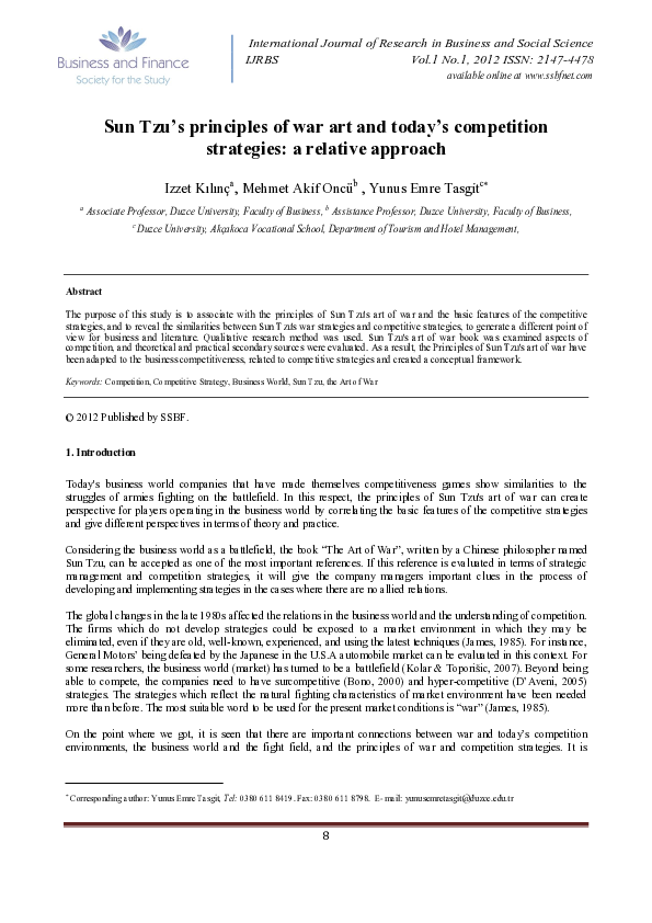 (PDF) Sun Tzu’s principles of war art and today’s competition ...