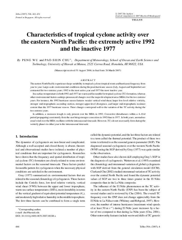 (PDF) Characteristics of tropical cyclone activity over the eastern ...