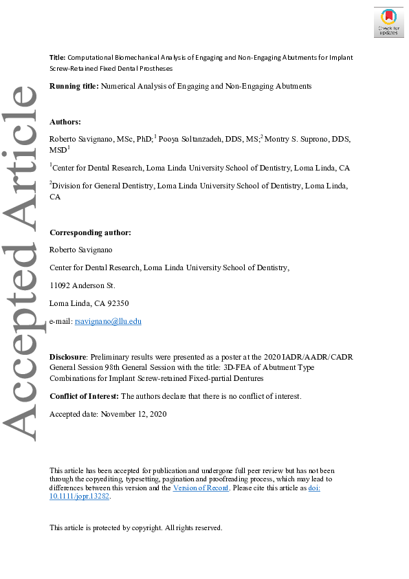 (PDF) Computational Biomechanical Analysis of Engaging and Nonengaging ...