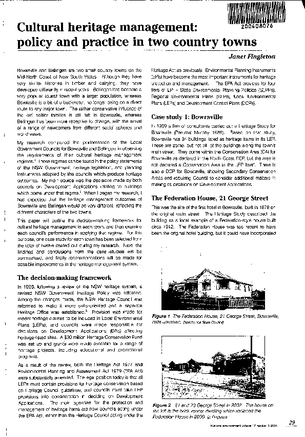 (PDF) Cultural heritage management: Policy and practice in two country ...