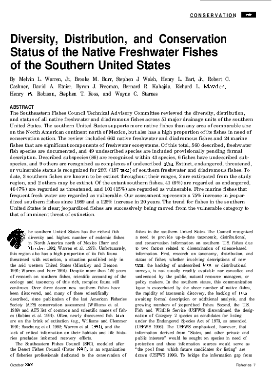 (PDF) Diversity, Distribution, and Conservation Status of the Native ...