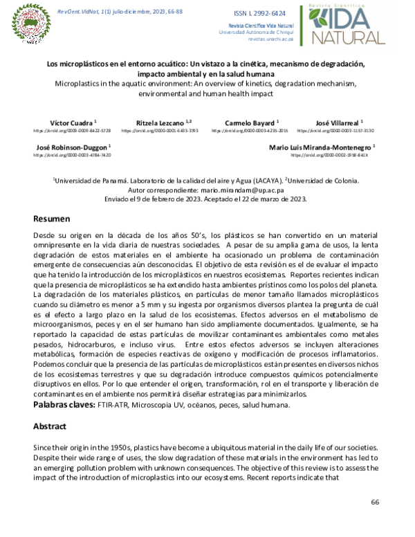 (PDF) Los microplásticos en el entorno acuático: Un vistazo a la ...