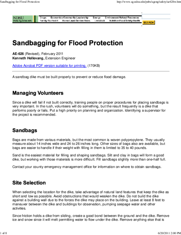 (PDF) Sandbagging for Flood Protection