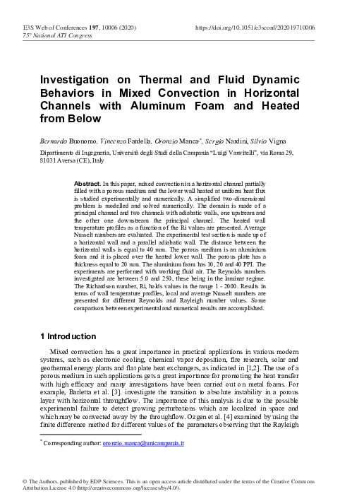 (PDF) Investigation on Thermal and Fluid Dynamic Behaviors in Mixed Convection in Horizontal ...