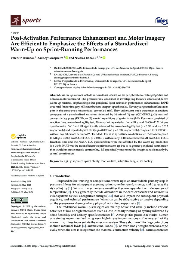 (PDF) Post-Activation Performance Enhancement and Motor Imagery Are Efficient to Emphasize the ...