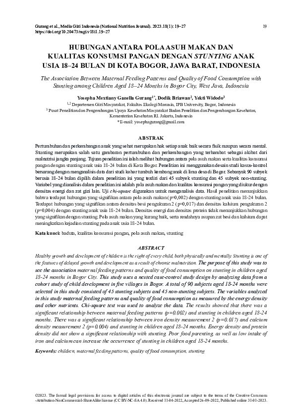 (PDF) Association Between Maternal Feeding Patterns and Quality of Food ...