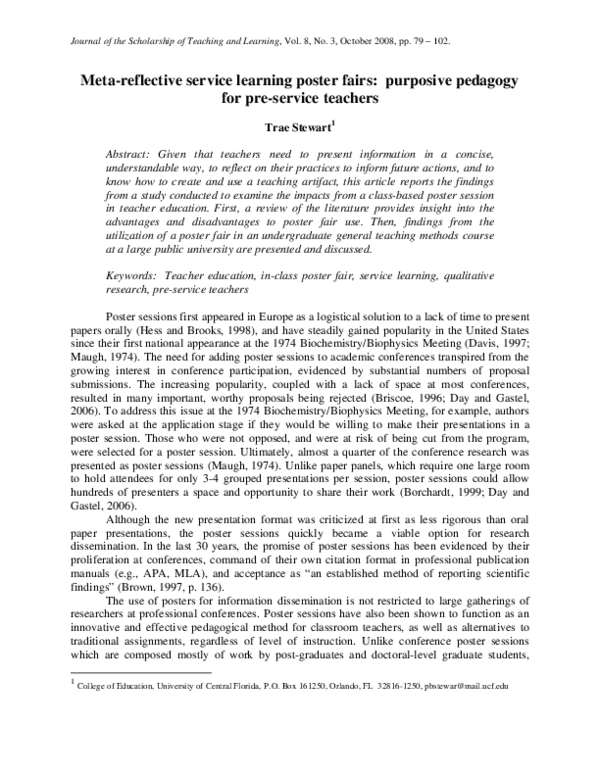 (PDF) Meta-Reflective Service-Learning Poster Fairs: Purposive Pedagogy ...