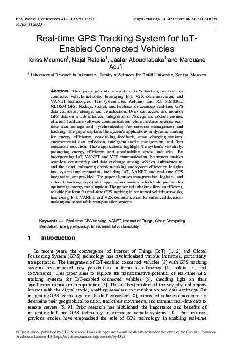 (PDF) Real-time GPS Tracking System for IoT-Enabled Connected Vehicles