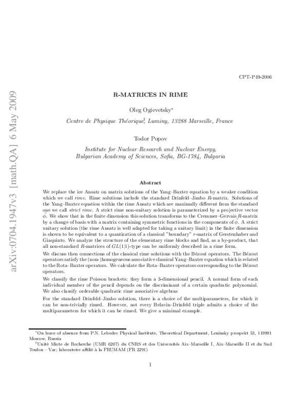 (PDF) R-matrices in Rime