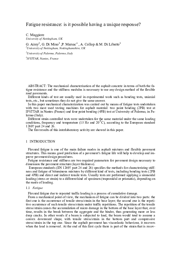 (PDF) Fatigue resistance