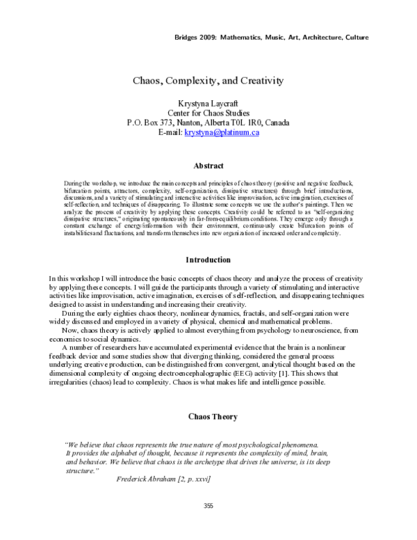 (PDF) Chaos, Complexity, and Creativity